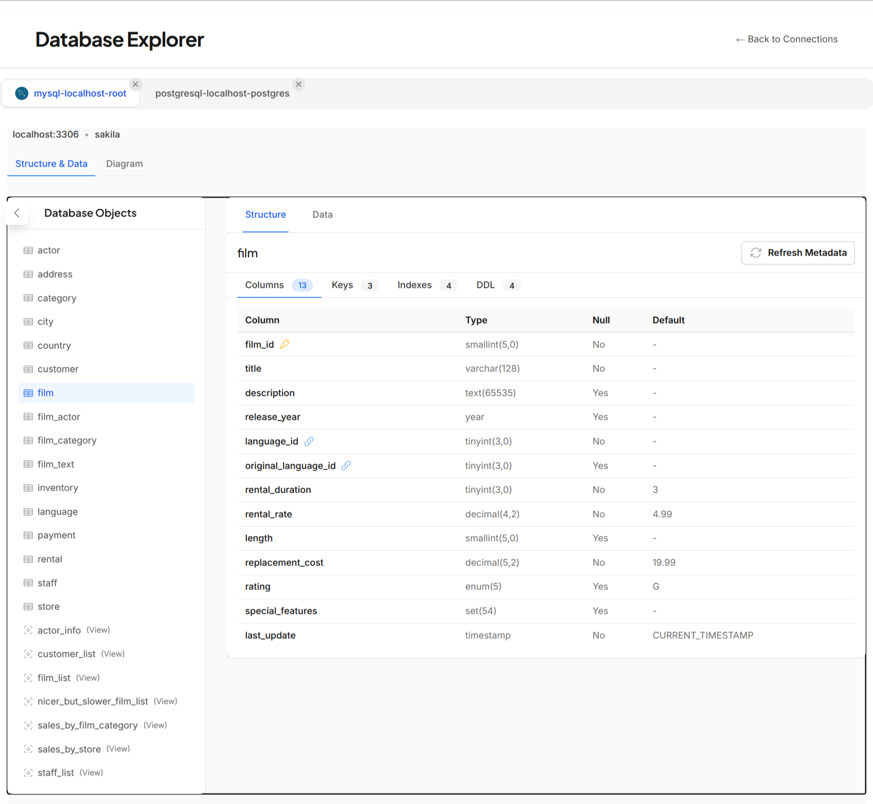 Database Explorer | DBConvert Streams Docs
