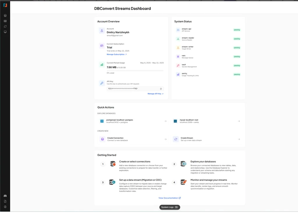 DBConvert Streams - Database Migration & Replication Platform
