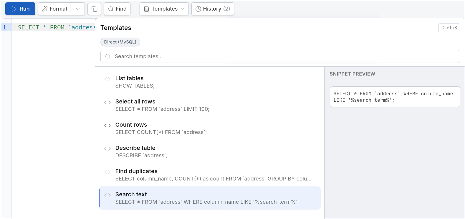 SQL Console | DBConvert Streams Docs